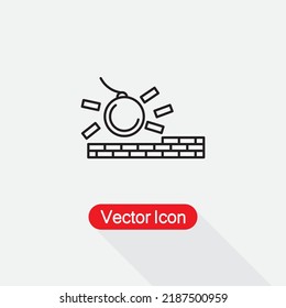 Demolition Linear Icon Outline Demolition Logo Stock Vector (Royalty ...