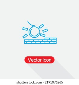Demolition Linear Icon Outline Demolition Logo Stock Vector (Royalty ...