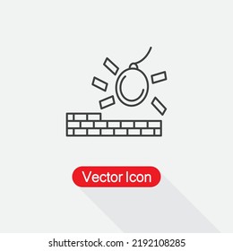Demolition Linear Icon Outline Demolition Logo Stock Vector (Royalty ...