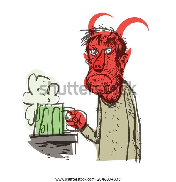 Demon Alcoholism Comic Character Vector Illustration Stock Vector ...