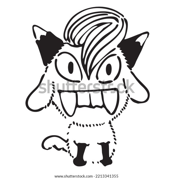 Demon Dog Big Fangs Weird Hairdos Stock Vector (Royalty Free ...