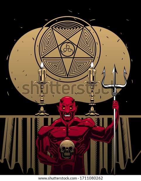 Demon Holding Skull His Hand Comic 库存矢量图（免版税）1711080262 | Shutterstock