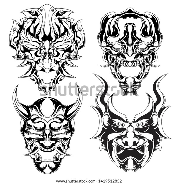 Demon Mask Design Vector Commercial Use Stock Vector (Royalty Free ...