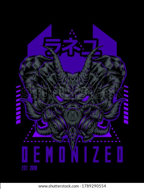 Demon Mask Head Illustration Stock Vector (Royalty Free) 1789290554 ...