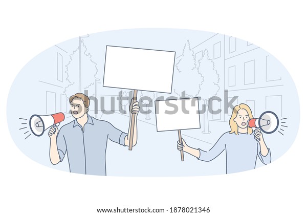 Demonstration Promotion Protest Concept Young Angry Stock Vector ...