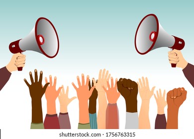 Demonstration Speaker Protest Human Rights Crowd Stock Vector (Royalty ...