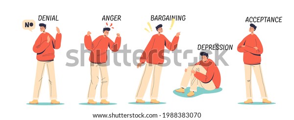 Denial Anger Bargaining Depression Acceptance Stages Stock Vector ...