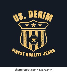 Denim Graphic Design Tshirttee Designvector Illustration Stock Vector ...