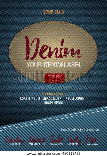 Denim Label Flyer Banner Denim Background Stock Vector (Royalty Free ...