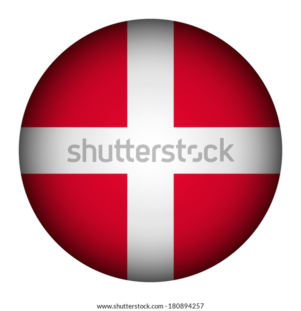 Denmark Flag Button On White Background Stock Vector (Royalty Free ...