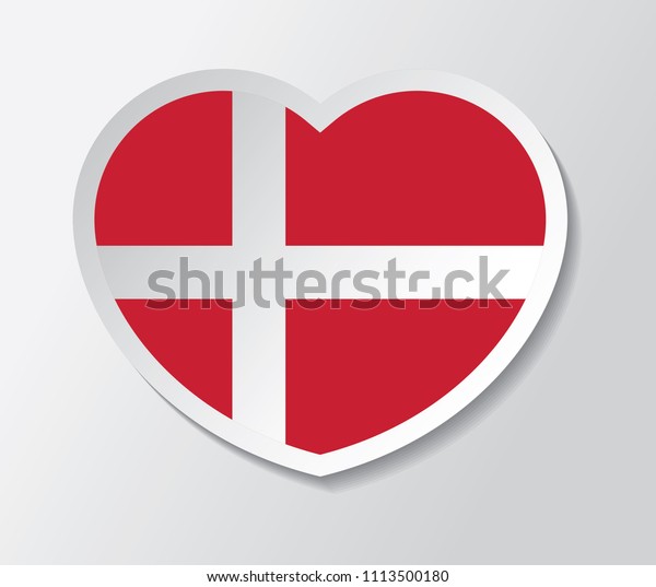 Denmark Flag Heart Love Shape Icon Stock Vector (Royalty Free ...