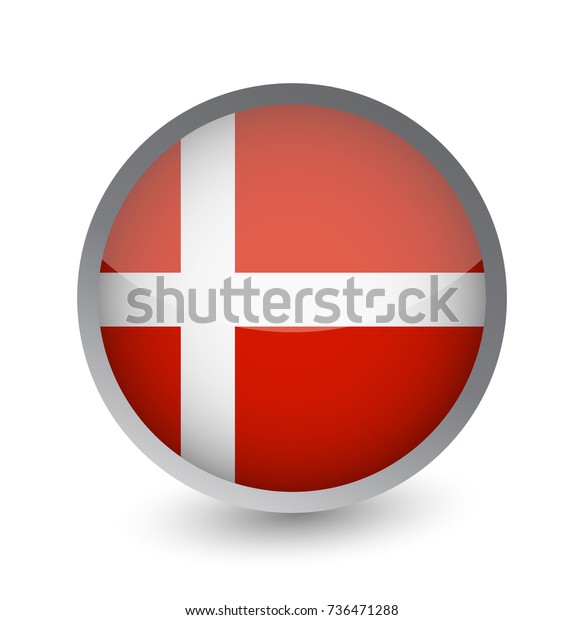 Denmark Flag Round Glossy Icon Vector Stock Vector (Royalty Free ...