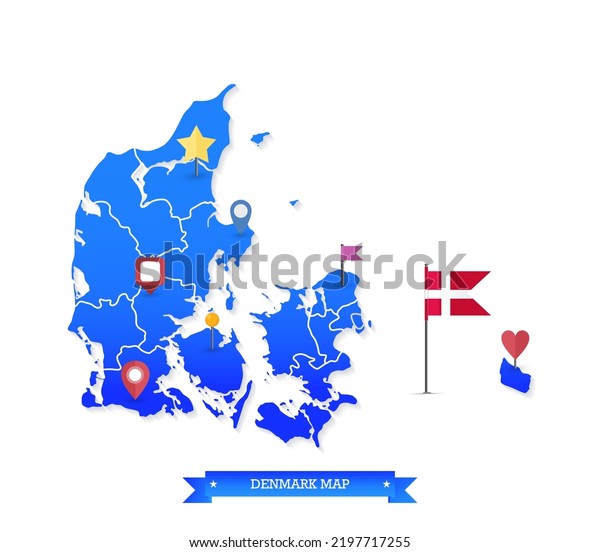 Denmark Map 3d Icons Highly Detailed Stock Vector (Royalty Free ...