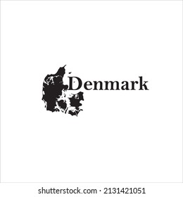 Denmark Map Black Lettering Design On Stock Vector (Royalty Free ...