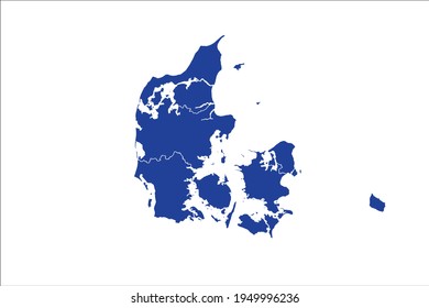 Denmark Map Blue Color On White Stock Vector (Royalty Free) 1949996236 ...