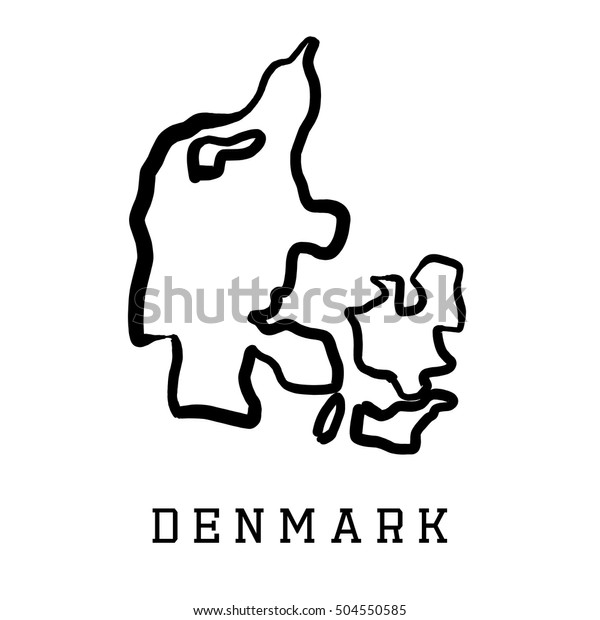 Denmark Map Outline Smooth Country Shape Stock Vector (Royalty Free ...