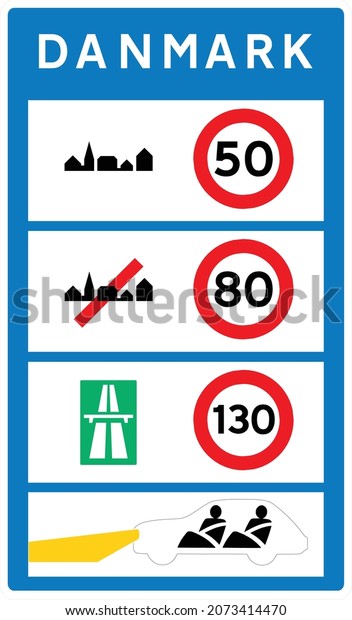 Denmark National Speed Limits Border Crossings Stock Vector (Royalty ...