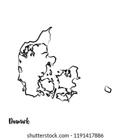 Black Outline Denmark Map Vector Illustration: เวกเตอร์สต็อก (ปลอดค่า ...