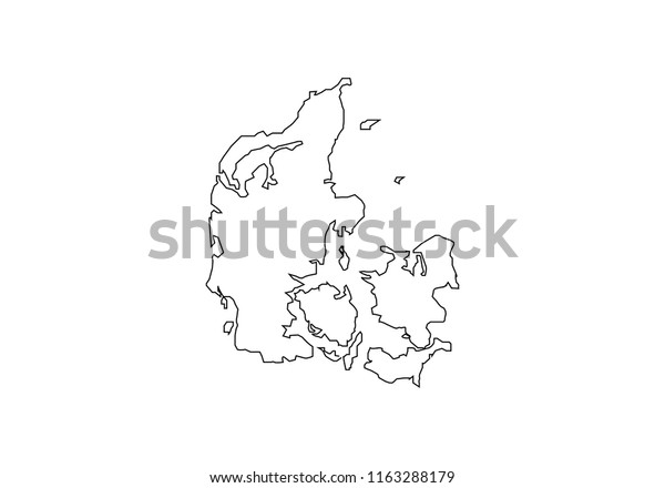 Denmark Outline Map National Borders Country: เวกเตอร์สต็อก (ปลอดค่า ...