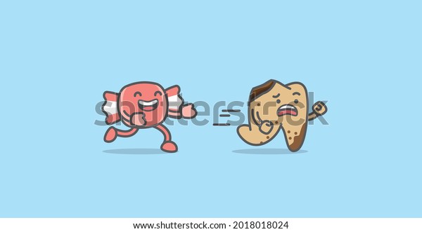 Dental Cartoon Cavity Tooth Run Away Stock Vector (Royalty Free ...