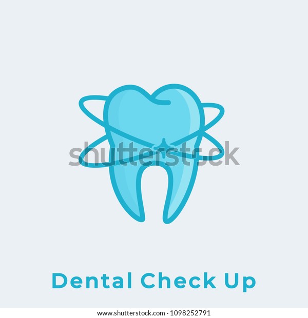 Dental Check Flat Line Art Drawing Stock Vector (Royalty Free) 1098252791