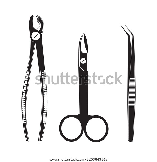 Dental Tools Black Silhouettes Extracting Forceps Stock Vector (Royalty ... Dental Tools Black Silhouettes Extracting Forceps Stock Vector (Royalty ...