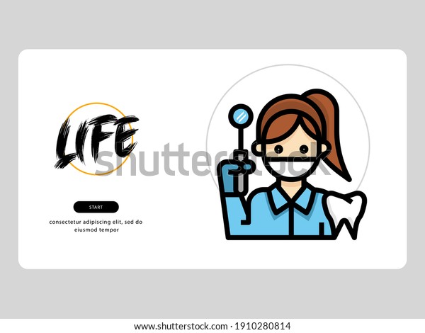 Dentist Avatar On Professionsthemed White Background Stock Vector ...