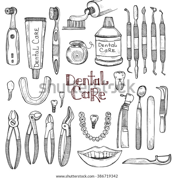 Dentist Set Including Dentist Tools Dental Stock Vector (Royalty Free ...