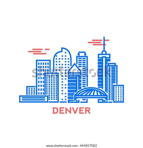Denver City Architecture Retro Vector Illustration Stock Vector ...