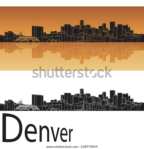 Denver Skyline Orange Background Editable Vector Stock Vector (Royalty ...
