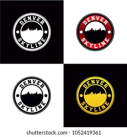 Denver Skyline Rounded Emblem Logo Stock Vector (Royalty Free ...