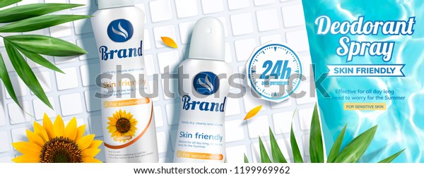 Deodorant Spray Banner Ads Flat Lay Stock Vector (Royalty Free) 1199969962