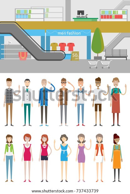 Department Store Background Character Concept Stock Vector (Royalty ...