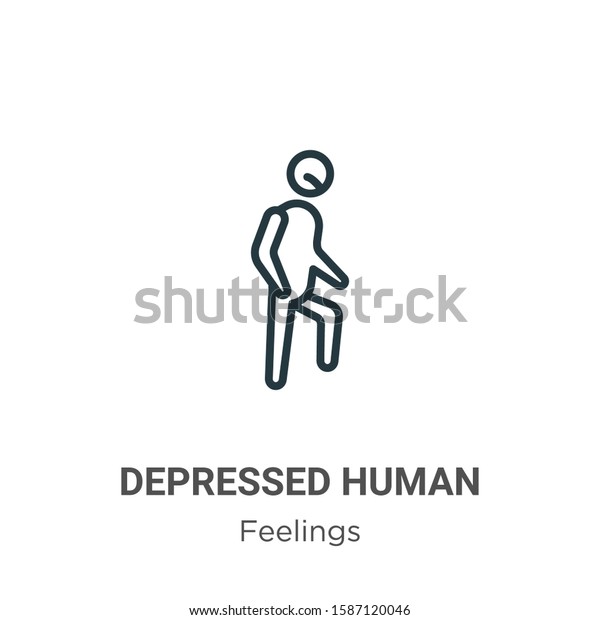 Depressed Human Outline Vector Icon Thin Stock Vector (Royalty Free ...