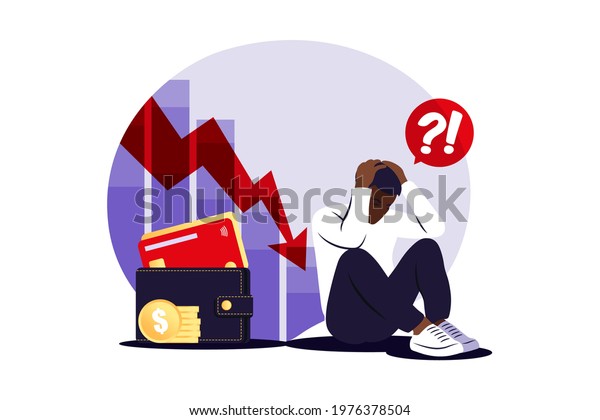Depressed Sad African Man Thinking Over Stock Vector (Royalty Free ...