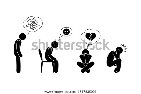 Depressed State Psyche Depression Sadness Illustration Stock Vector ...