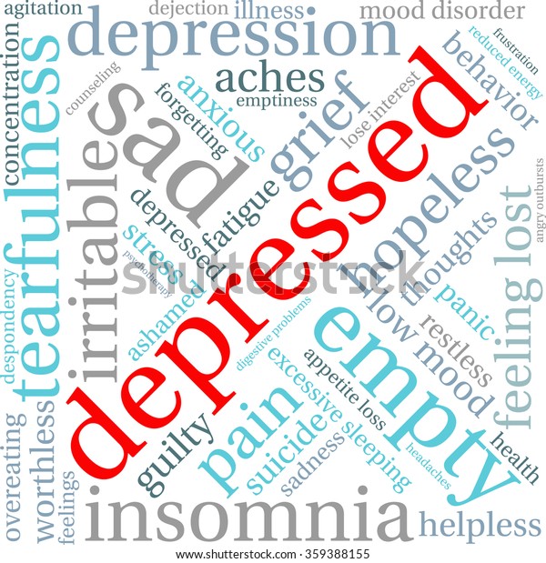 Depressed Word Cloud On White Background Stock Vector (Royalty Free ...