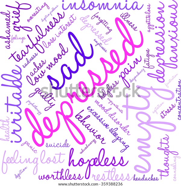 Depressed Word Cloud On White Background Stock Vector (Royalty Free ...