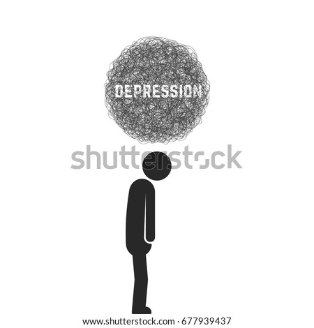 Depression Black Stick Figure Simple Flat 스톡 벡터(사용료 없음) 677939437 ...