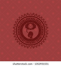 Depression Icon Inside Badge Red Background Stock Vector (Royalty Free ...