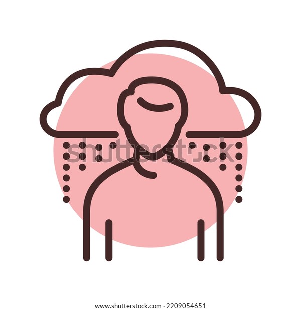 Depression Line Icon Pictogram Web Page Stock Vector (Royalty Free ...