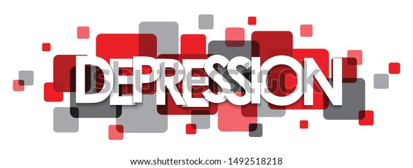 Depression Typography Banner On Red Grey Stock Vector (Royalty Free ...