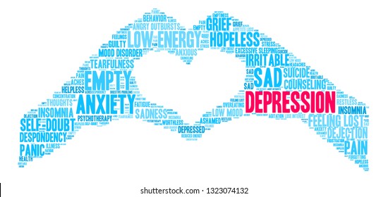 Depression Word Cloud On White Background Stock Vector (Royalty Free ...