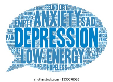 Depression Word Cloud On White Background Stock Vector (Royalty Free ...