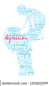 Depression Word Cloud On White Background Stock Vector (Royalty Free ...