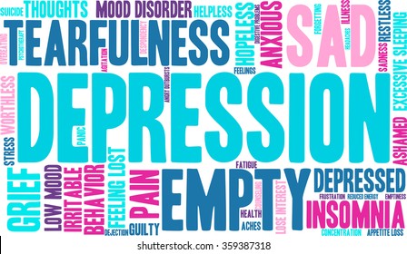Depression Word Cloud On White Background Stock Vector (Royalty Free ...
