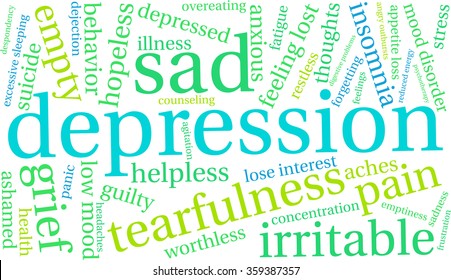 Depression Word Cloud On White Background Stock Vector (Royalty Free ...