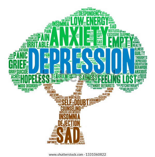Depression Word Cloud On White Background Stock Vector (Royalty Free ...