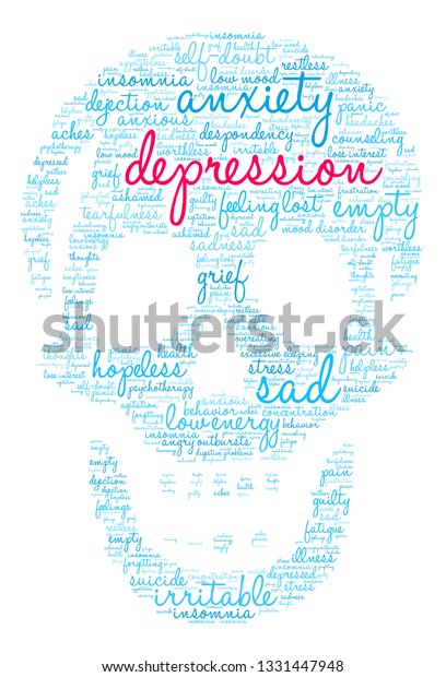 Depression Word Cloud On White Background Stock Vector (Royalty Free ...