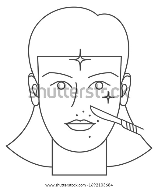 Dermaplaning procedure icon. Simple illustration showing process of ...